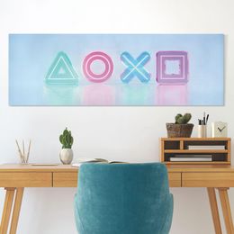 Bilderwelten Leinwandbild Neon Dreieck Kreis X Quadrat