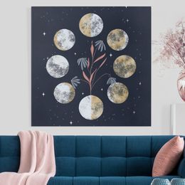 Bilderwelten Leinwandbild Mondphasen und Margeriten