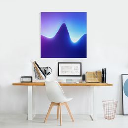 Bilderwelten Leinwandbild Lichtwelle auf Blau