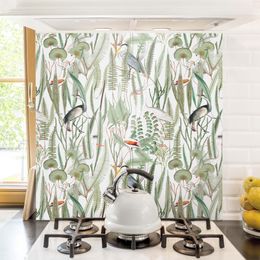 Bilderwelten Glas Spritzschutz Tropisch gr&uuml;n Tiere Aquarell - Flamingos und St&ouml;rche mit Pflanzen - Pflanzen K&uuml;chenr&uuml;ckwand aus Glas