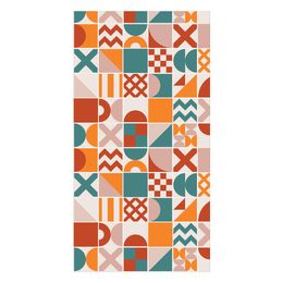 Bilderwelten Duschr&uuml;ckwand Fliesen Geometrische Formen Terracotta und Petrol