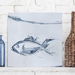 Bilderwelten Leinwandbild - Quadrat Liquid Silver Fish
