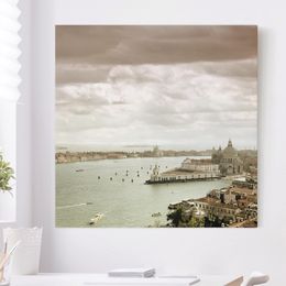 Bilderwelten Leinwandbild Stadt Vintage Kunstdruck beige - Lagune von Venedig - Skylines XXL Wohnzimmer Schlafzimmer