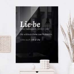 Bilderwelten Glasbild Spr&uuml;che modern schwarz Glas Wandbild - Die Definition von Liebe Schwarz - Spr&uuml;che Wohnzimmer Schlafzimmer