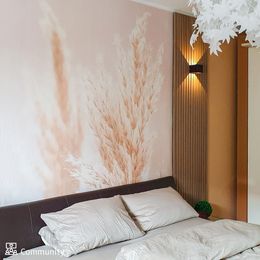 Bilderwelten Fototapete Pampasgras im Sonnenlicht Botanik Gr&auml;ser Wiesengras Natur beige hell Schlafzimmer,Wohnzimmer Vliestapete inkl. Kleister oder selbstklebend