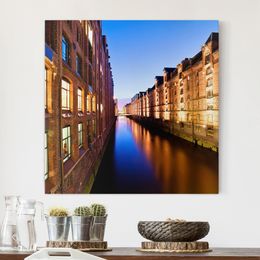 Bilderwelten Leinwandbild - Quadrat Hamburg Speicherstadt