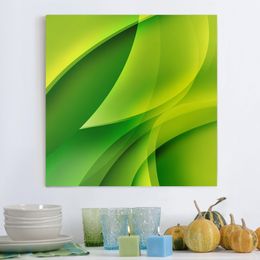 Bilderwelten Leinwandbild Abstrakt Kunstdruck Leinwanddruck - Green Composition - Wandbild XXL Wohnzimmer Schlafzimmer