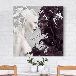 Bilderwelten Leinwandbild originell Fotomontage Kunstdruck Leinwanddruck - Milk & Coffee - Getr&auml;nke XXL Wohnzimmer Schlafzimmer