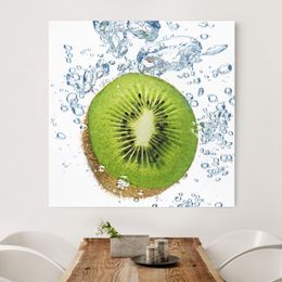 Bilderwelten Leinwandbild - Quadrat Kiwi Bubbles