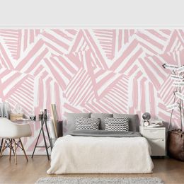 Bilderwelten Fototapete Vliestapete modern Wandtapete rosa - Zackige Streifen in Zartrosa - Deko Wohnzimmer Schlafzimmer