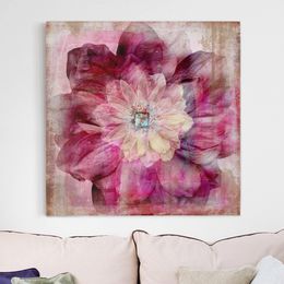 Bilderwelten Leinwandbild - Quadrat Grunge Flower