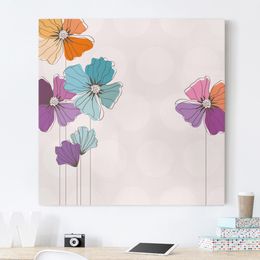 Bilderwelten Leinwandbild - Quadrat Mohn in Pastell