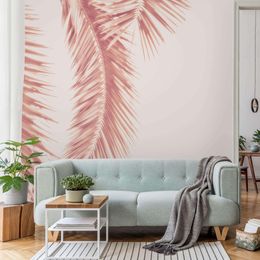 Bilderwelten Fototapete Rosegoldene Palmenbl&auml;tter Tropisch,Landschaft Palme Wohnzimmer,Badezimmer Vliestapete inkl. Kleister oder selbstklebend