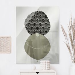 Bilderwelten Glasbild Abstrakt gr&uuml;n Glas Wandbild - Abstrakte Formen - Kreise in Gr&uuml;n - Geometrisch Wohnzimmer Schlafzimmer