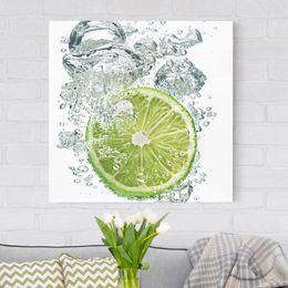 Bilderwelten Leinwandbild - Quadrat Lime Bubbles