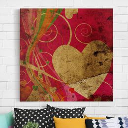Bilderwelten Leinwandbild Liebe Illustration Kunstdruck Leinwanddruck - Lava Love - Wandbild XXL Wohnzimmer Schlafzimmer
