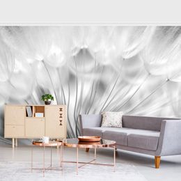 Bilderwelten Fototapete Blumen Landhaus Wandtapete schwarz weiss - Traumhafte Pusteblume Schwarz-Wei&szlig; - Pusteblume Wohnzimmer Schlafzimmer