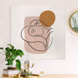 Bilderwelten Leinwandbild originell Line Art Kunstdruck braun - Picasso Interpretation - Tagtr&auml;umen - Wandbild XXL Wohnzimmer Schlafzimmer