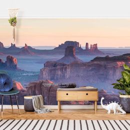 Bilderwelten Fototapete Natur Motiv Steinoptik violett - Sonnenaufgang in Arizona - W&uuml;ste Wohnzimmer Schlafzimmer