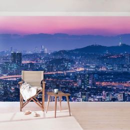 Bilderwelten Fototapete Stadt Motiv Wandtapete blau - Skyline von Seoul - Asia Wohnzimmer Schlafzimmer