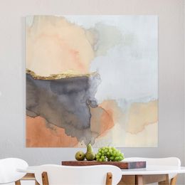 Bilderwelten Leinwandbild originell modern Aquarell beige - Aquarell Goldene Spitze I - Wandbild XXL Wohnzimmer Schlafzimmer