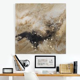 Bilderwelten Leinwandbild originell Abstrakt Kunstdruck gold - Goldener Treibsand I - Wandbild XXL Wohnzimmer Schlafzimmer