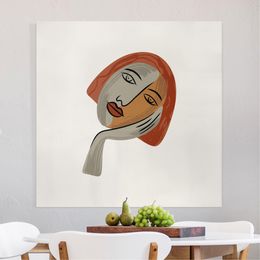 Bilderwelten Leinwandbild originell Line Art Kunstdruck braun - Picasso Interpretation - Ruhend - Wandbild XXL Wohnzimmer Schlafzimmer