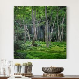 Bilderwelten Leinwandbild - Quadrat Japanischer Wald