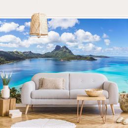 Bilderwelten Fototapete Strand Motiv Wandtapete blau - Inselparadies II - Frankreich Wohnzimmer Schlafzimmer