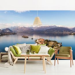Bilderwelten Fototapete Natur Motiv Wandtapete blau - Insel Isola Bella in Italien - Italien Wohnzimmer Schlafzimmer