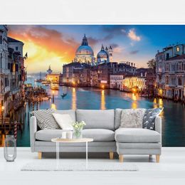 Bilderwelten Fototapete Strand Motiv Wandtapete t&uuml;rkis - Sunset in Venice - Italien Wohnzimmer Schlafzimmer
