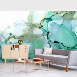 Bilderwelten Fototapete originell Abstrakt Aquarell t&uuml;rkis - Smaragdfarbener Sturm - Deko Wohnzimmer Schlafzimmer