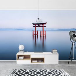 Bilderwelten Fototapete Stadt Motiv Wandtapete blau - Torii im Wasser - Asia Wohnzimmer Schlafzimmer
