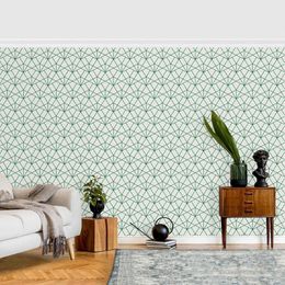Bilderwelten Fototapete Vliestapete Vintage Wandtapete gr&uuml;n - Smaragd Art Deco Muster XXL - Geometrisch Wohnzimmer Schlafzimmer