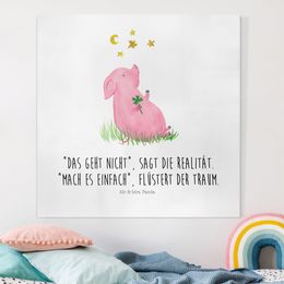 Bilderwelten Leinwandbild Tiere Abstrakt Aquarell rosa - Mr. & Mrs. Panda - Schwein - Realit&auml;t und Traum - Spr&uuml;che XXL Kinderzimmer Baby M&auml;dchen Jungen
