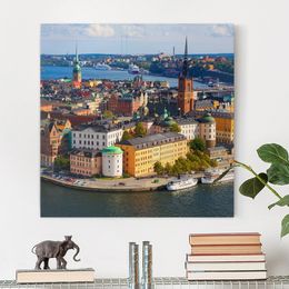 Bilderwelten Leinwandbild - Quadrat Stockholm in Schweden