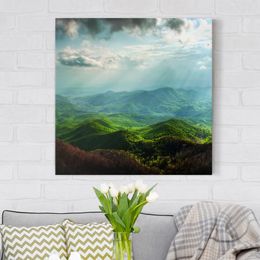 Bilderwelten Leinwandbild Natur Motiv Kunstdruck gr&uuml;n - Heavenly Ground - Himmel XXL Wohnzimmer Schlafzimmer