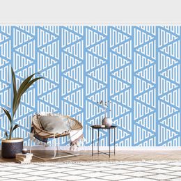 Bilderwelten Fototapete Vliestapete modern Wandtapete blau - Zackiges Dreiecksmuster in Blau - Geometrisch Wohnzimmer Schlafzimmer
