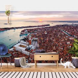 Bilderwelten Fototapete Natur Motiv Wandtapete orange - Venedig - Architektur Wohnzimmer Schlafzimmer
