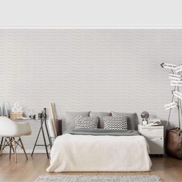 Bilderwelten Fototapete Vliestapete modern Wandtapete grau - Zartes Wellenmuster in Grau - Geometrisch Wohnzimmer Schlafzimmer