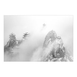 Bilderwelten Fototapete Laojun Berge in China Schwarz-Wei&szlig; Landschaft Berg,Erde China,Erde Asia Wohnzimmer, Vliestapete inkl. Kleister oder selbstklebend