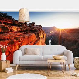 Bilderwelten Fototapete Natur Motiv Wandtapete rot - Sonne im Grand Canyon - Amerika Wohnzimmer Schlafzimmer