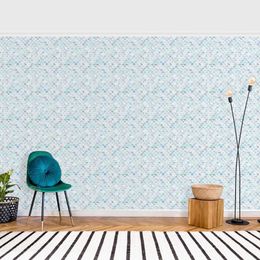 Bilderwelten Fototapete Marmor Muster Meerblau Stil Aquarell,Muster Geometrisch,Stein Marmor Badezimmer,Wohnzimmer Vliestapete inkl. Kleister oder selbstklebend