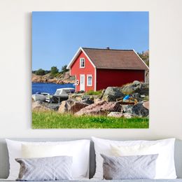 Bilderwelten Leinwandbild - Quadrat Urlaub in Norwegen