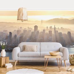 Bilderwelten Fototapete Stadt Motiv Wandtapete grau - San Francisco im Morgengrauen - Architektur Wohnzimmer Schlafzimmer