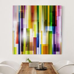 Bilderwelten Leinwandbild Abstrakt Kunstdruck Leinwanddruck - Rainbow Cubes - Wandbild XXL Wohnzimmer Schlafzimmer