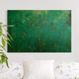 Bilderwelten Leinwandbild Waldlichtung mit Orangenbaum bei Nacht