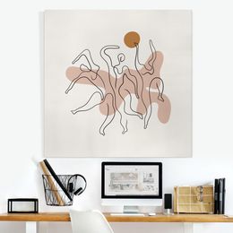 Bilderwelten Leinwandbild originell Line Art Kunstdruck beige - Picasso Interpretation - Der Tanz - Wandbild XXL Wohnzimmer Schlafzimmer
