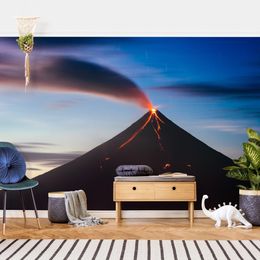 Bilderwelten Fototapete Natur Motiv Wandtapete blau - Vulkan - Berg Wohnzimmer Schlafzimmer