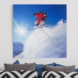Bilderwelten Leinwandbild Sport modern Kunstdruck Leinwanddruck - Skisprung - Wandbild XXL Wohnzimmer Schlafzimmer